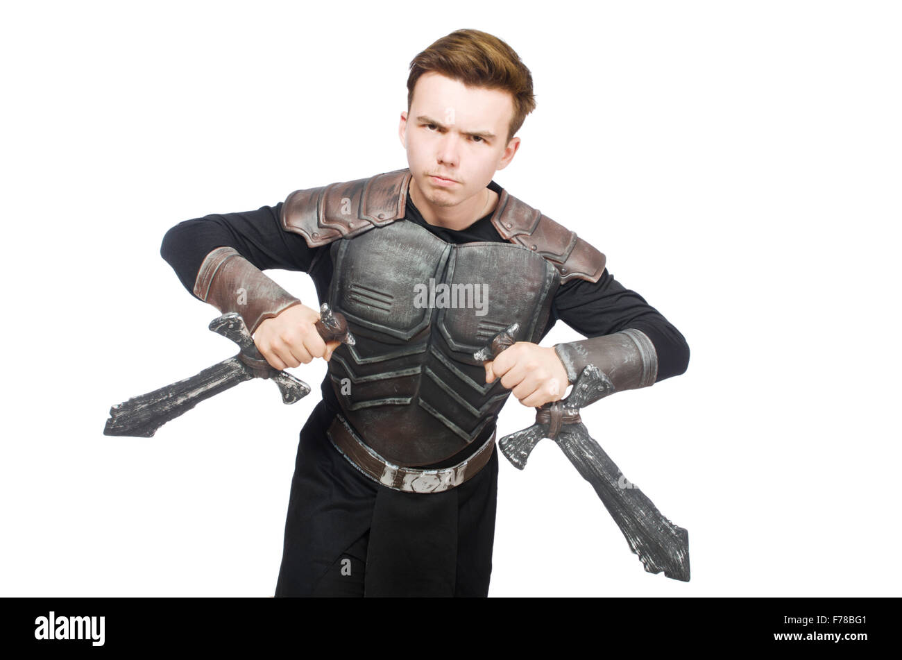 Funny knight isolated on the white background Stock Photo - Alamy