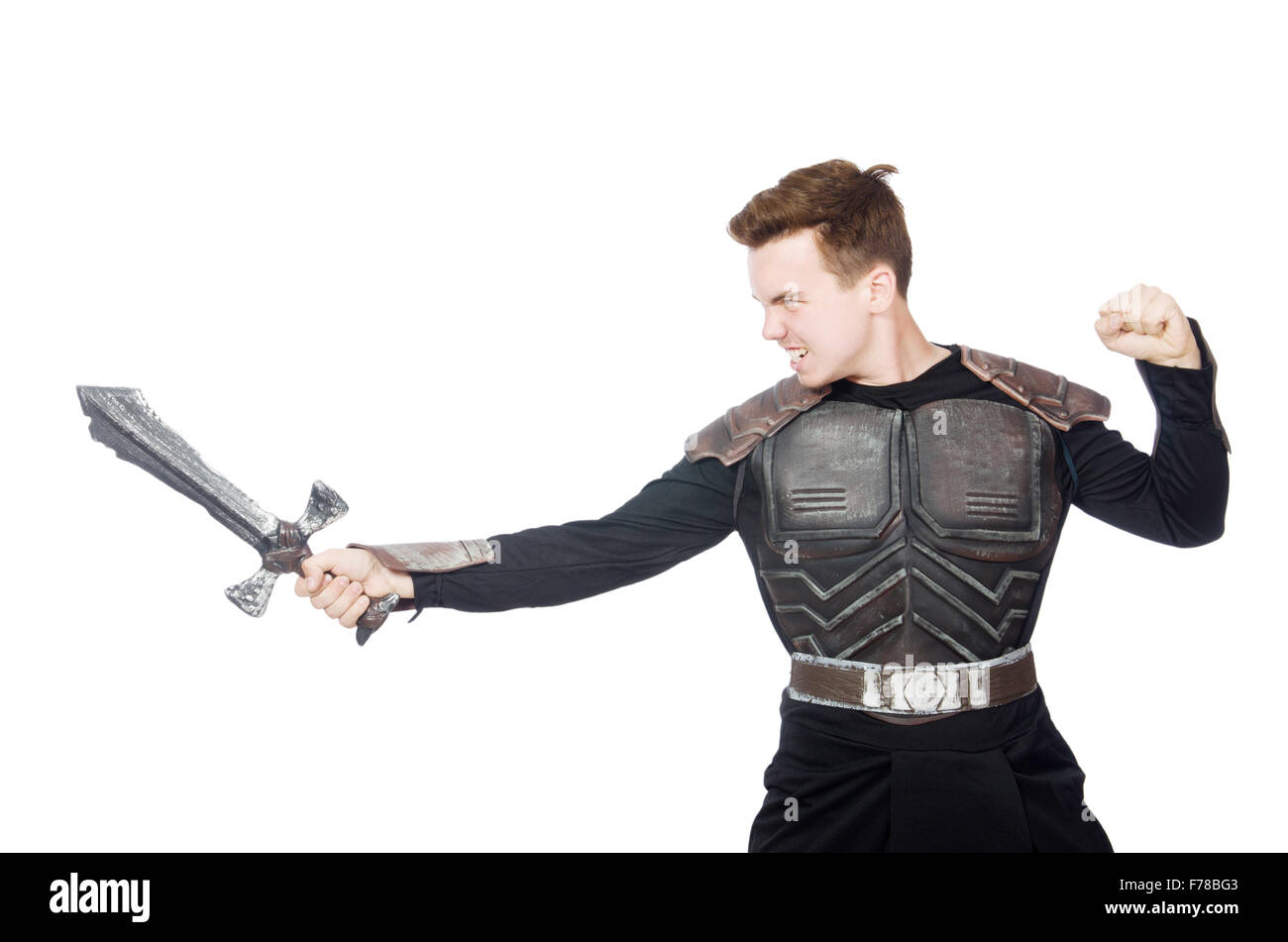 Funny knight isolated on the white background Stock Photo - Alamy