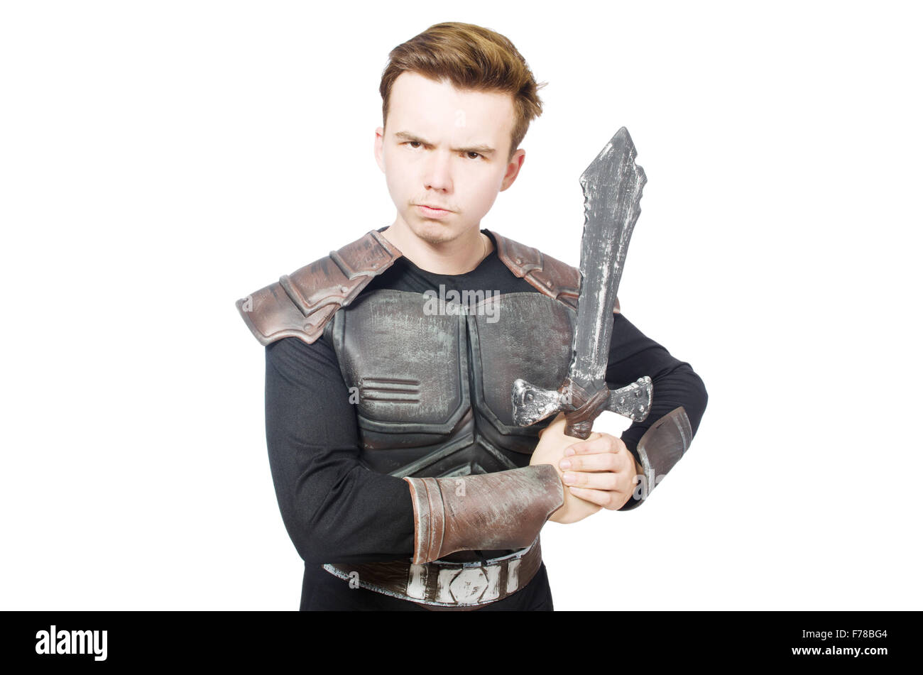Funny knight isolated on the white background Stock Photo - Alamy