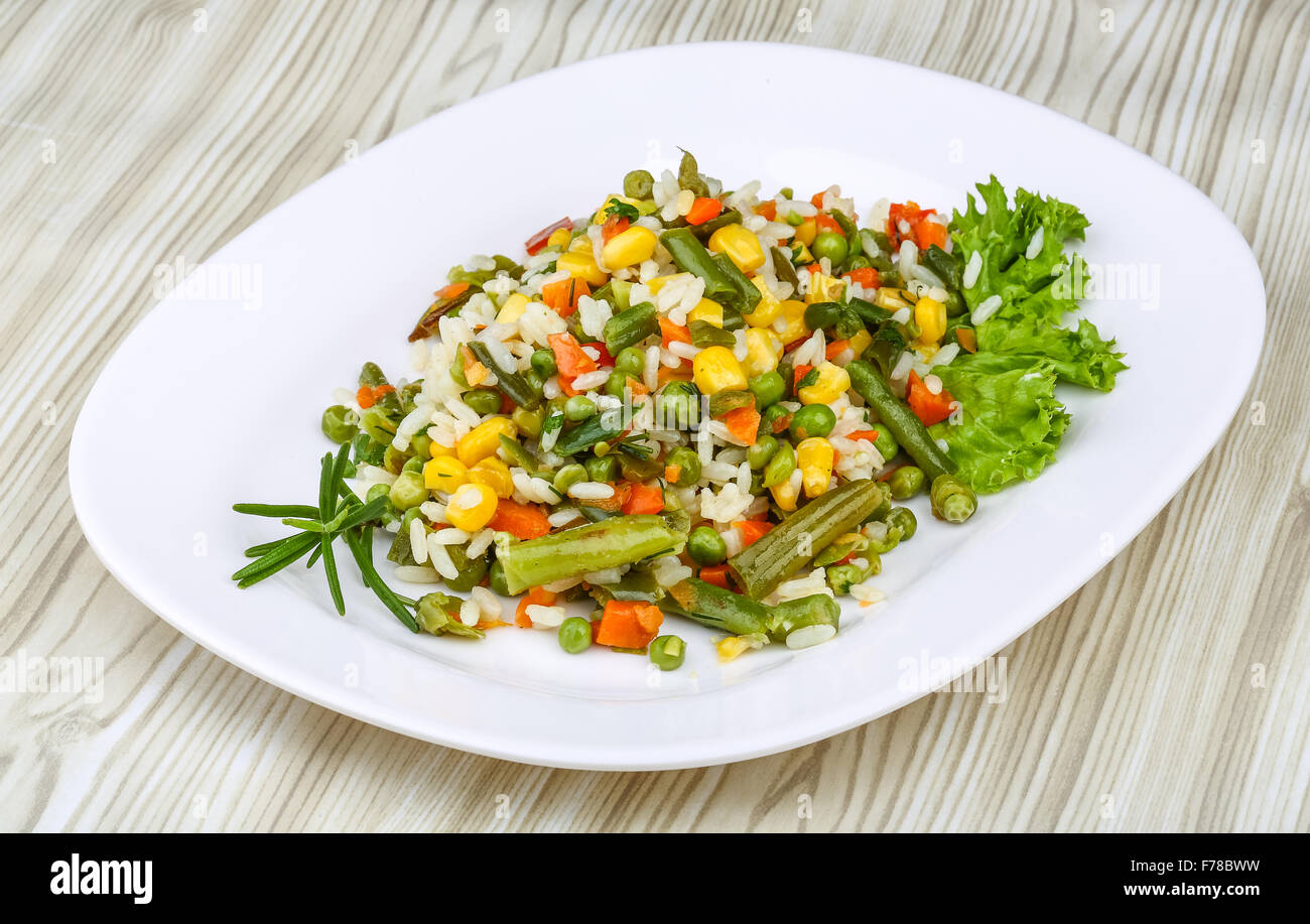 Mexican rice with vegetables and salad leaves Stock Photo - Alamy