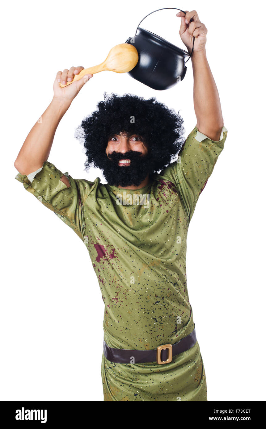 Savage man isolated on white Stock Photo - Alamy