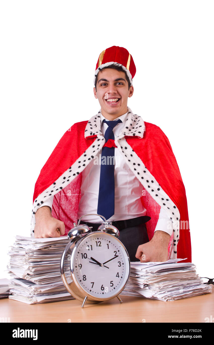 King businessman with lots of paperwork Stock Photo - Alamy