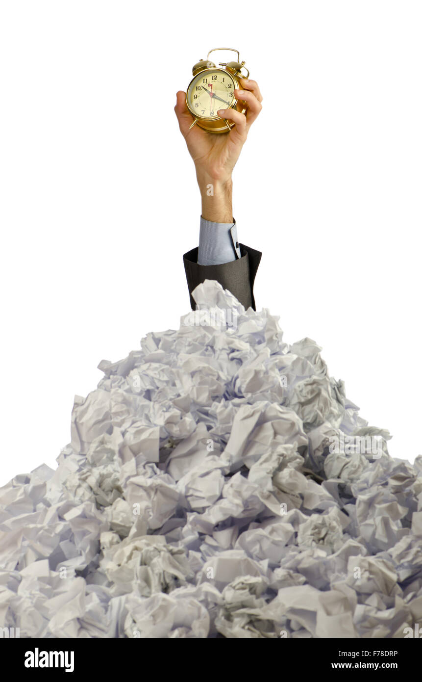 Man with lots of crumpled paper Stock Photo - Alamy