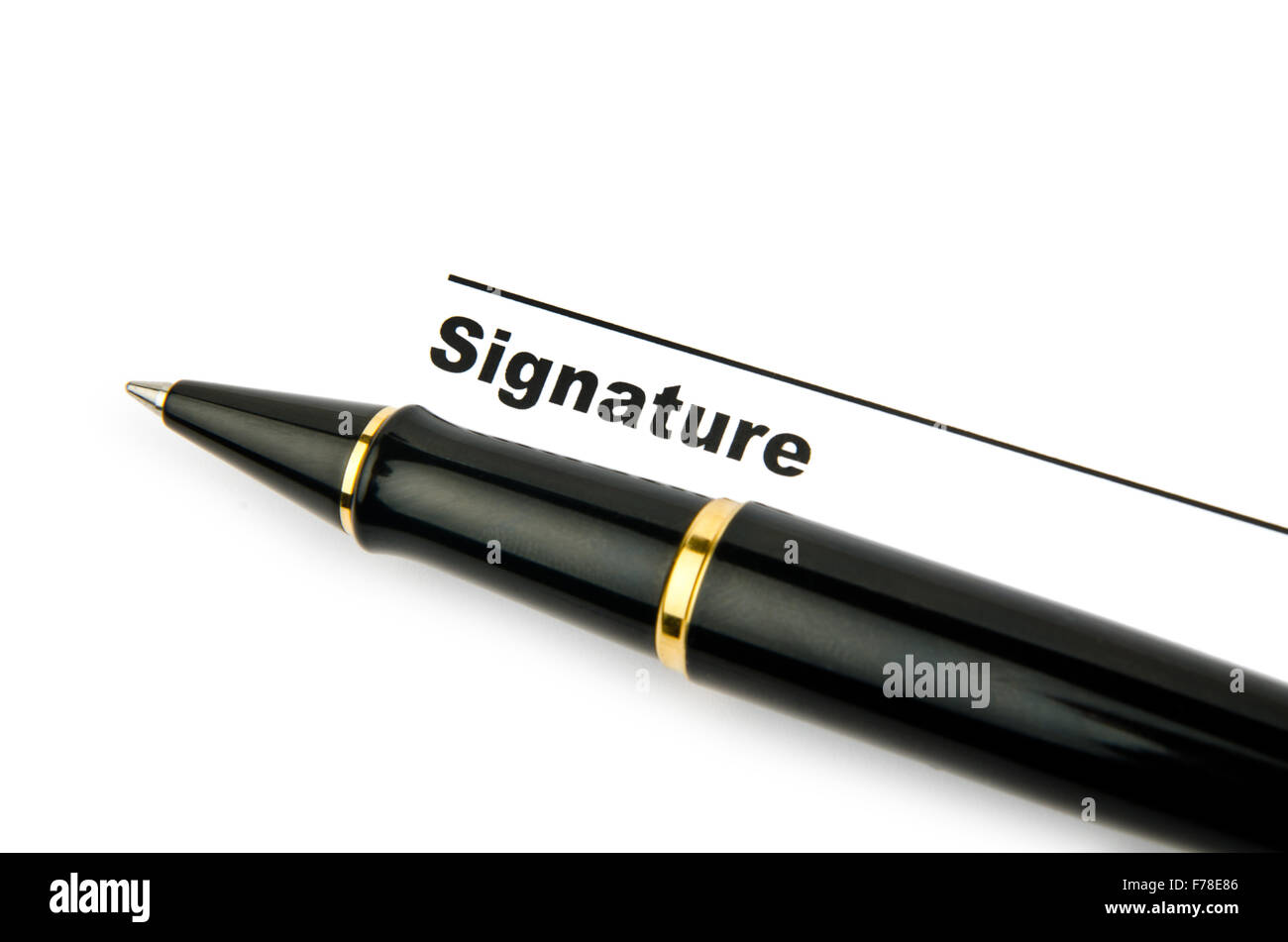 Pen and signature isolated on white Stock Photo - Alamy