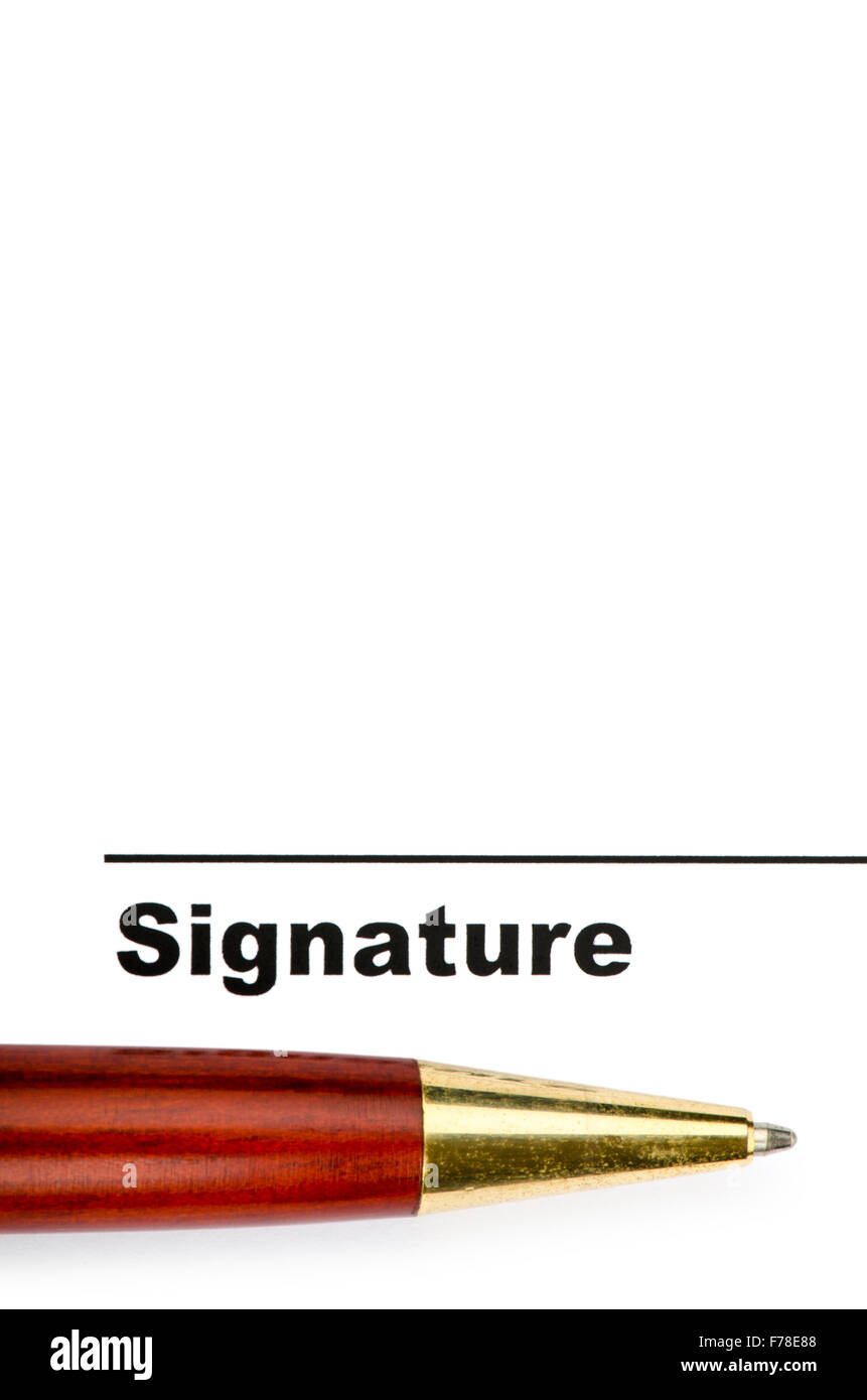 Pen and signature isolated on white Stock Photo - Alamy
