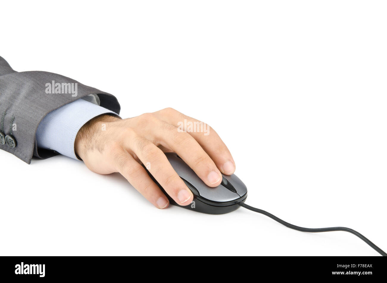 Hand working with computer mouse Stock Photo - Alamy