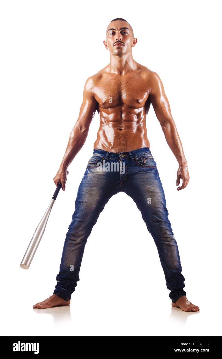 Muscular man baseball bat Cut Out Stock Images & Pictures - Alamy