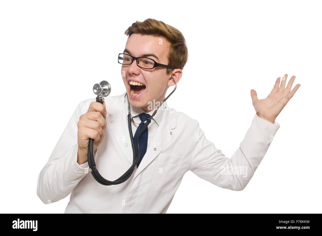 Funny doctor isolated on white Stock Photo - Alamy