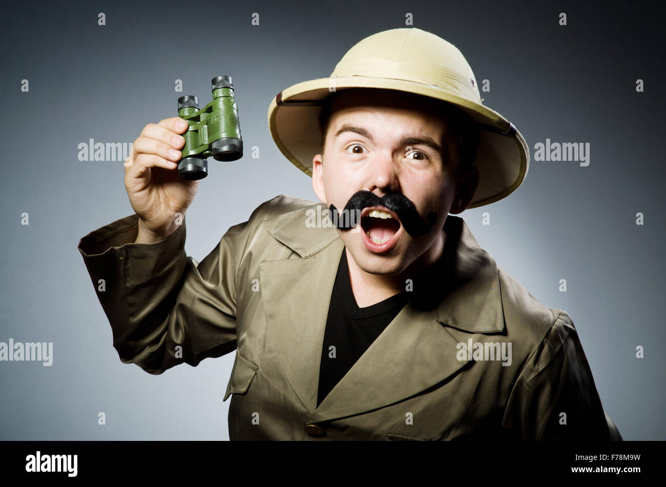 Man in safari hat in hunting concept Stock Photo - Alamy