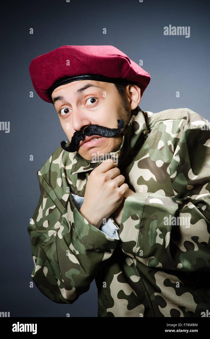 Funny soldier in military concept Stock Photo - Alamy