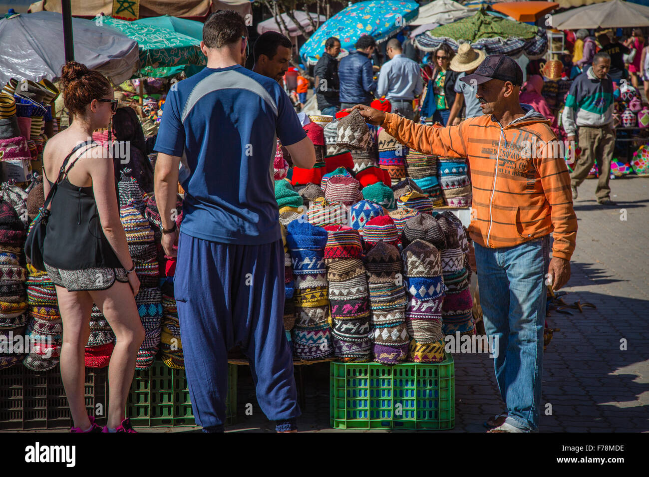 Traditional Moroccan caps on market in Marrakech Medina Stock Photo - Alamy