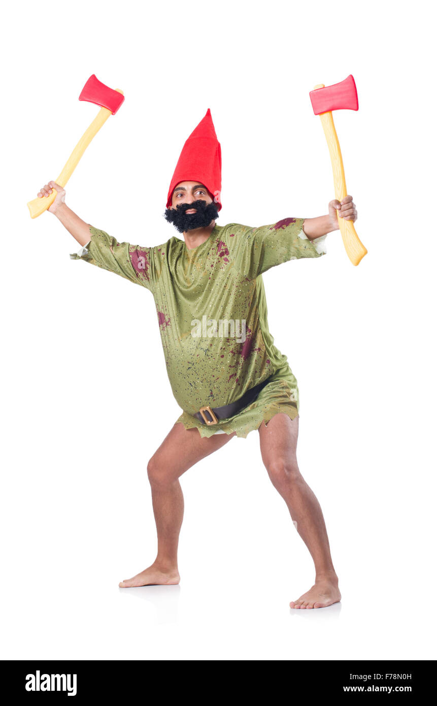 Savage man isolated on white Stock Photo - Alamy