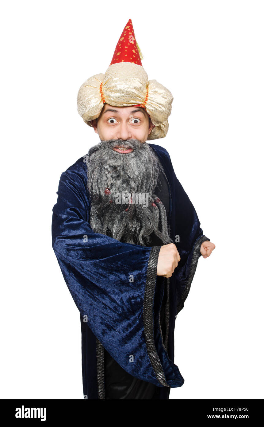 Funny wise wizard isolated on the white Stock Photo - Alamy