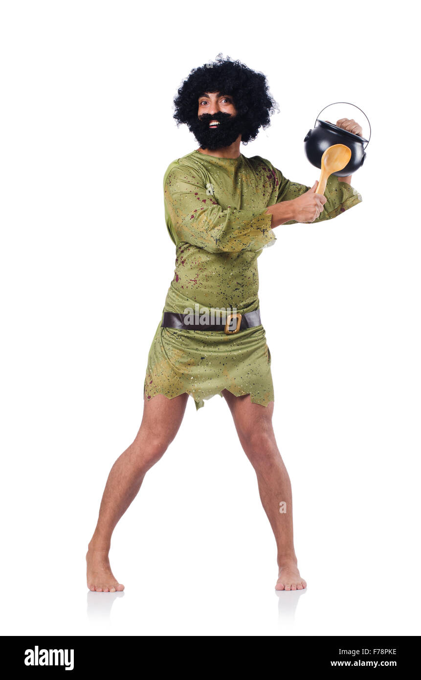 Savage man isolated on white Stock Photo - Alamy