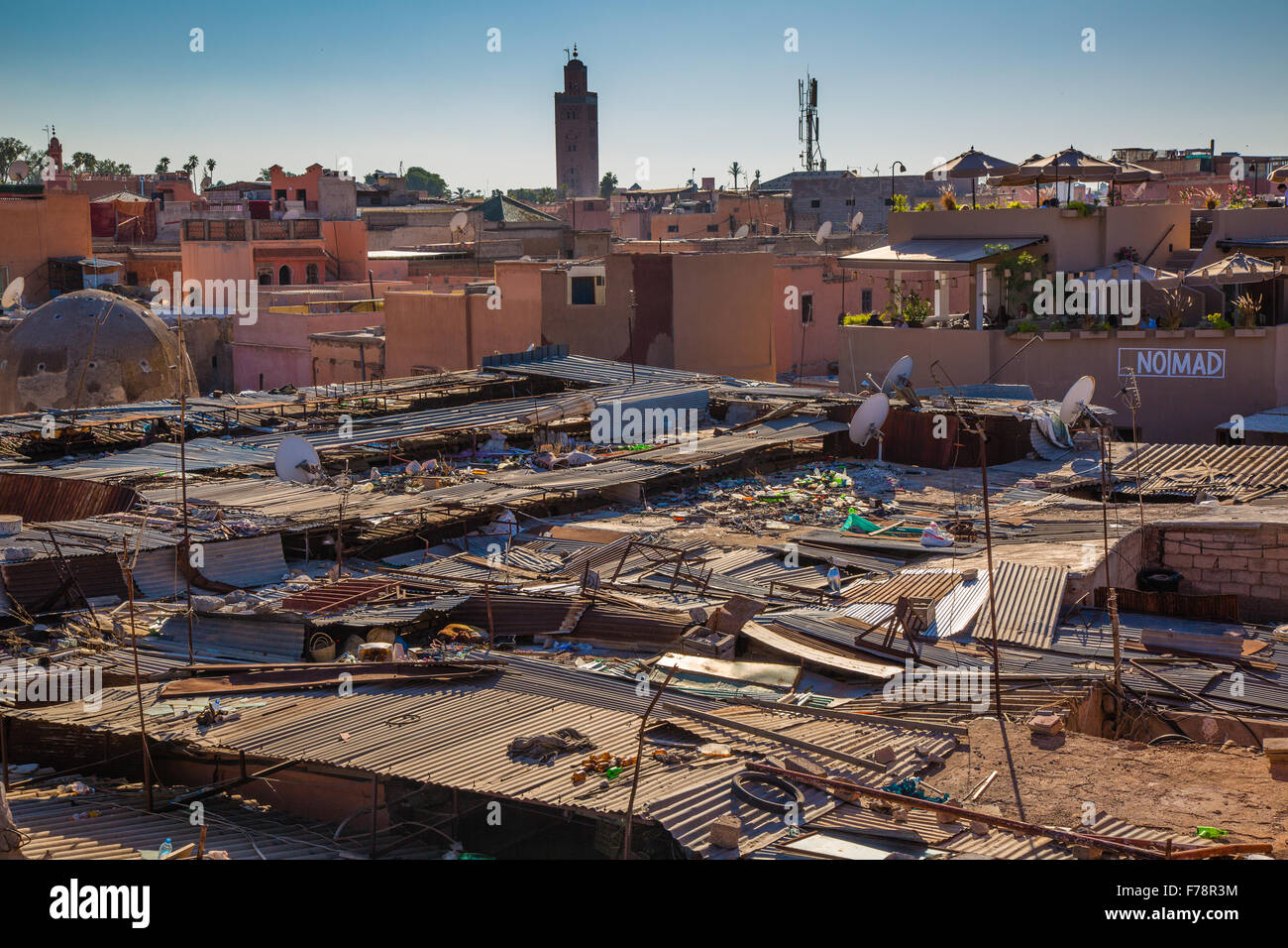 One ugly part of the roofs Souk Marrakesh Medina Stock Photo - Alamy