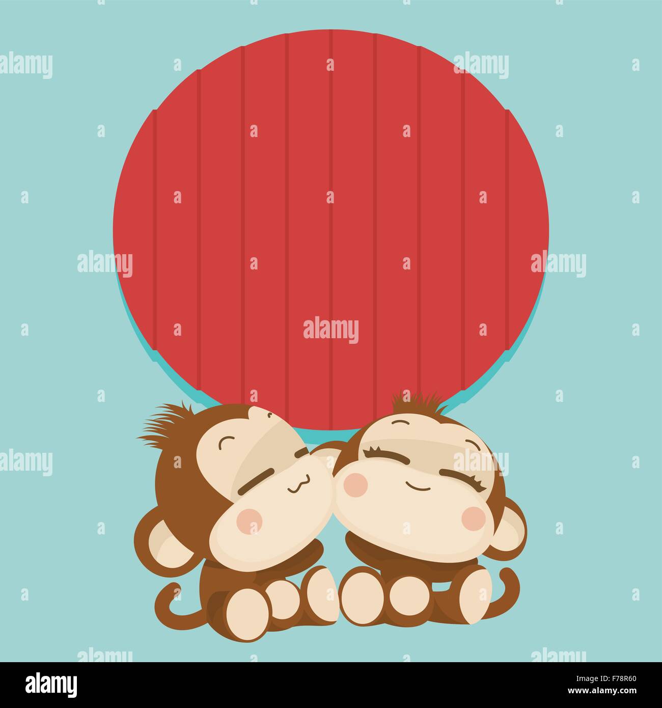 Cute Monkey Couple Cartoon