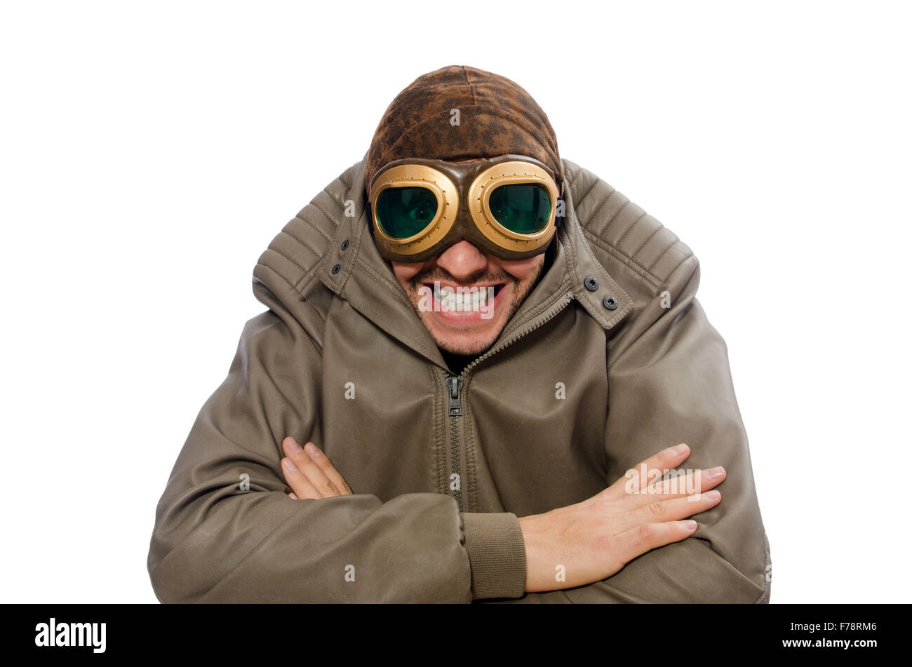 Funny pilot isolated on the white Stock Photo - Alamy