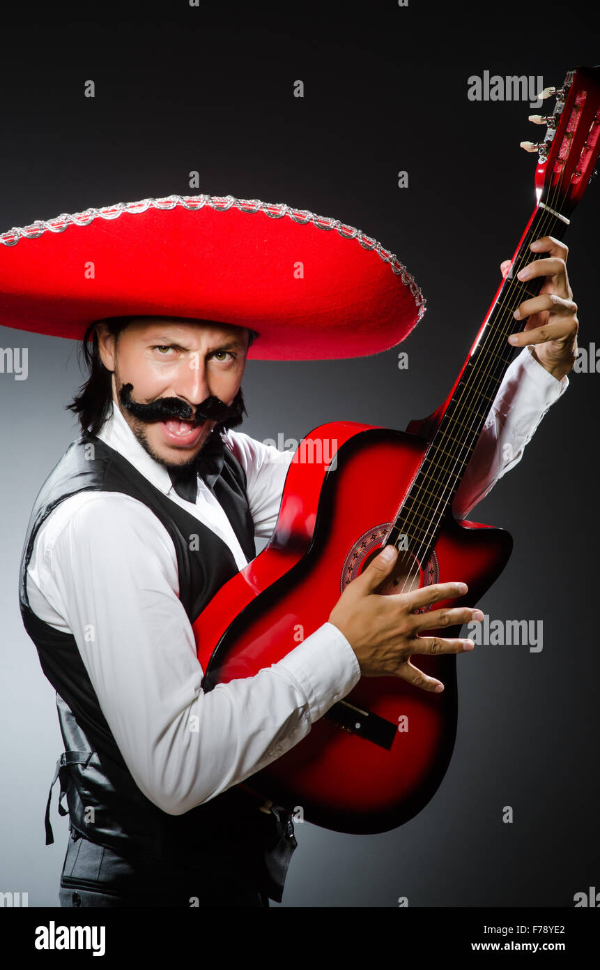 mexican man with guitar isolated on white Stock Photo - Alamy