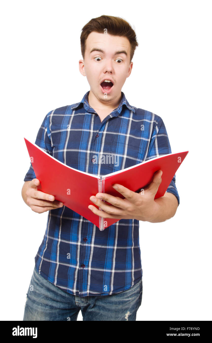 Funny student isolated on white Stock Photo - Alamy