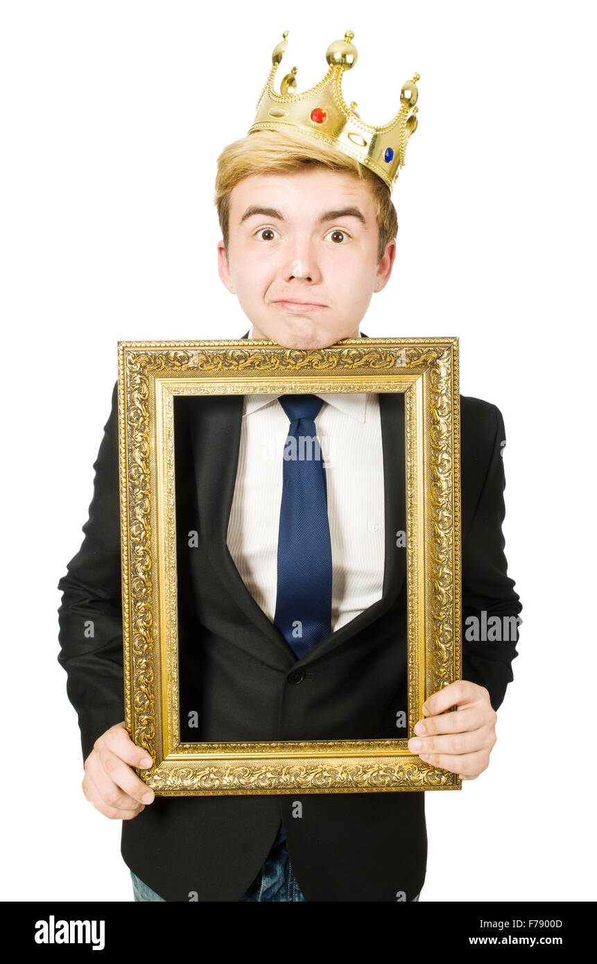 Man with picture frame isolated on the white Stock Photo - Alamy