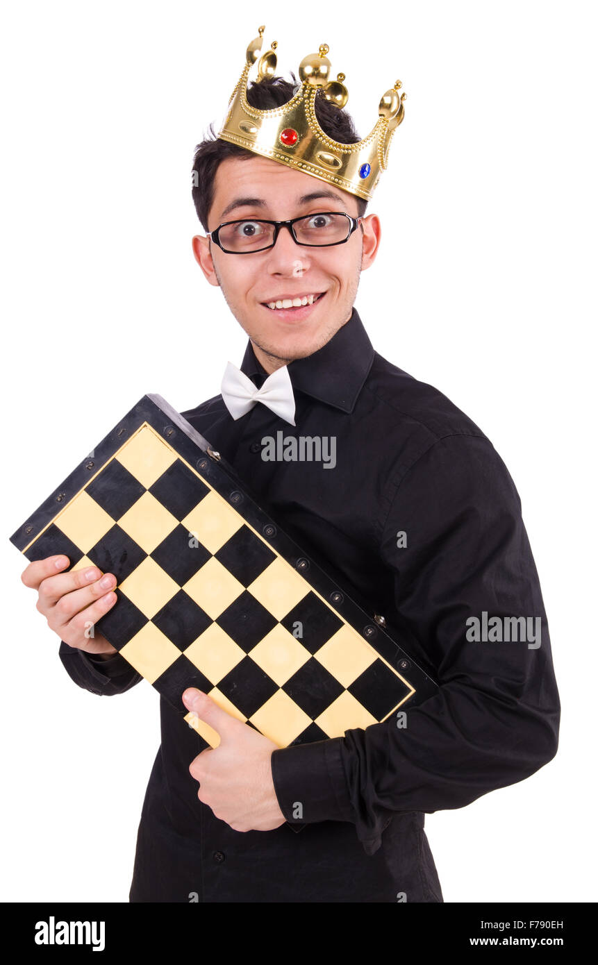 Funny chess player isolated on white Stock Photo - Alamy