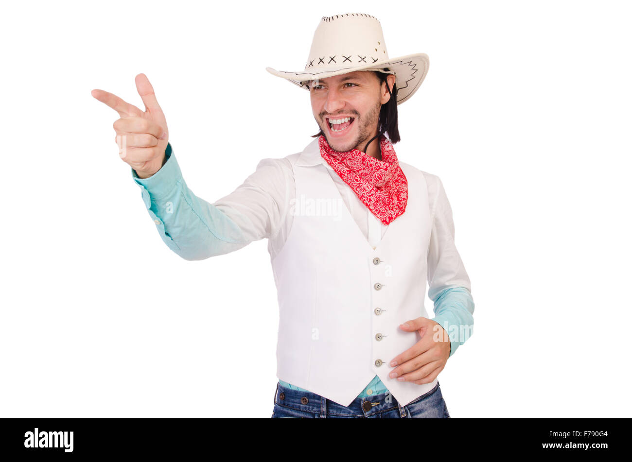Cowboy isolated on the white background Stock Photo - Alamy