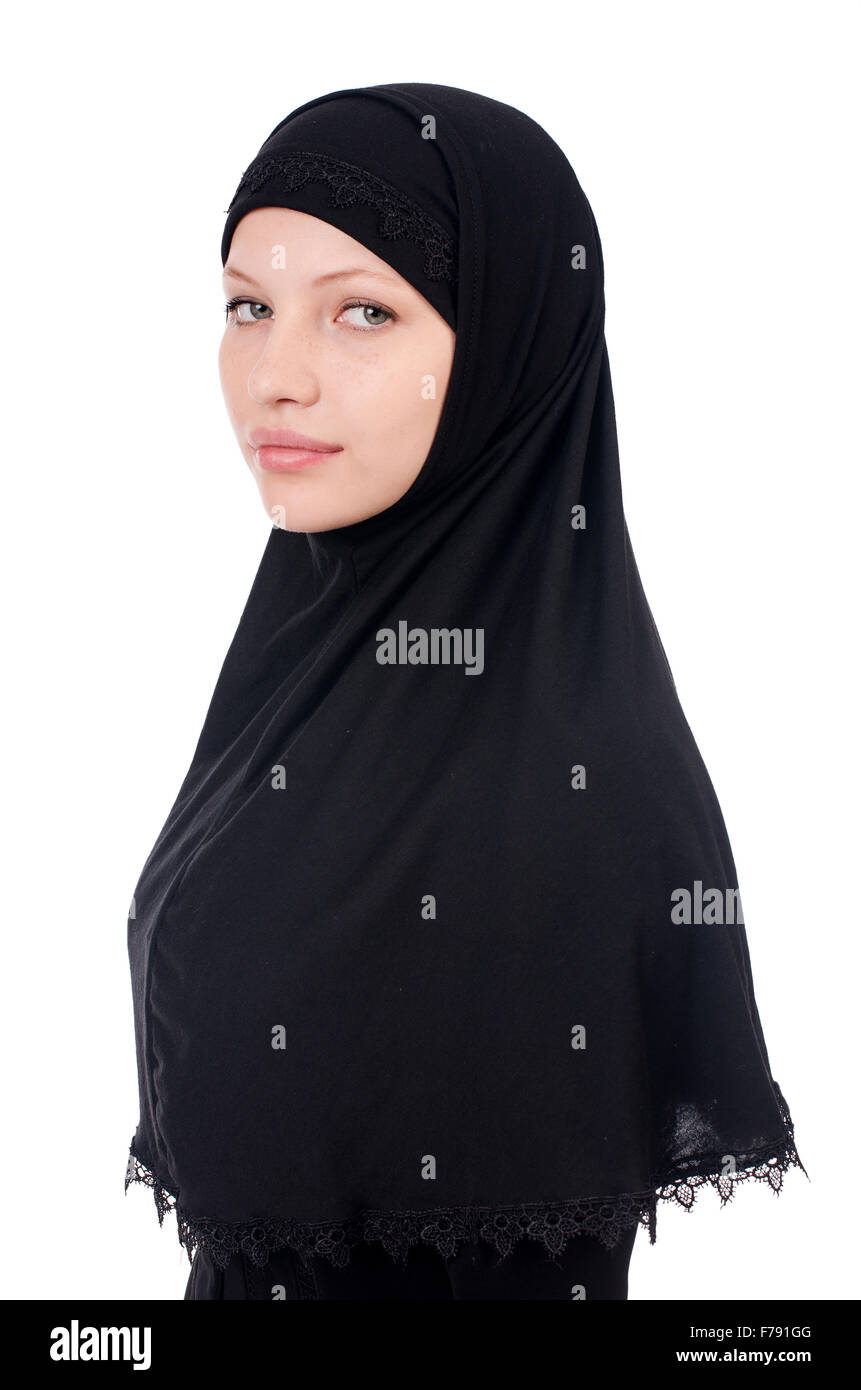 Woman with muslim burqa isolated on white Stock Photo - Alamy