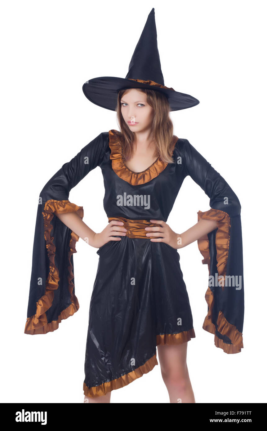 Witch isolated on the white background Stock Photo - Alamy