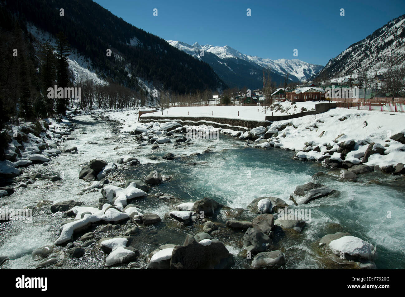 Sindh river flowing, alpine hill station, kashmir, india, asia Stock ...