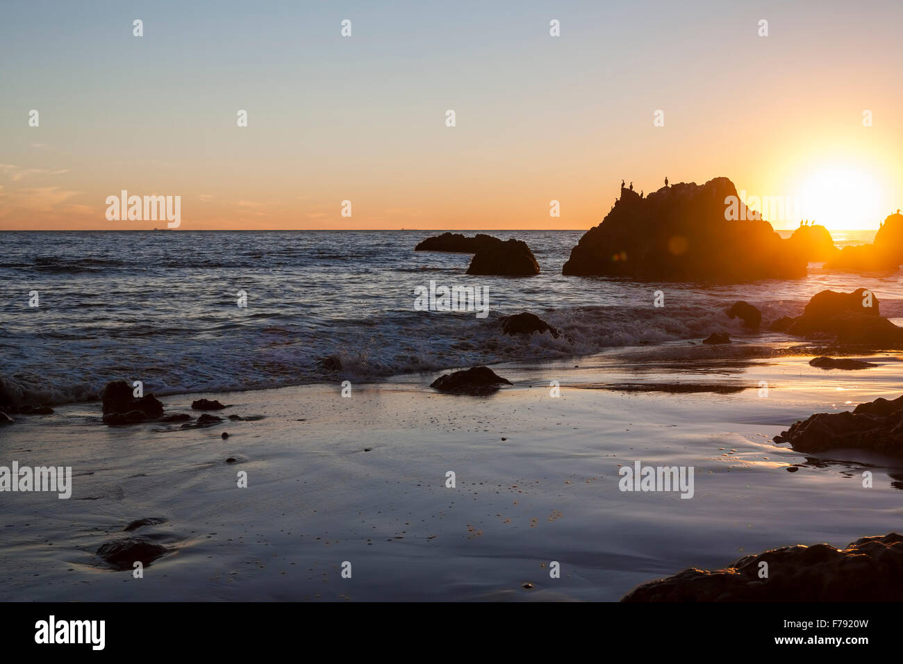 A beautiful sunset at El Matador Beach, Malibu, California Stock Photo ...