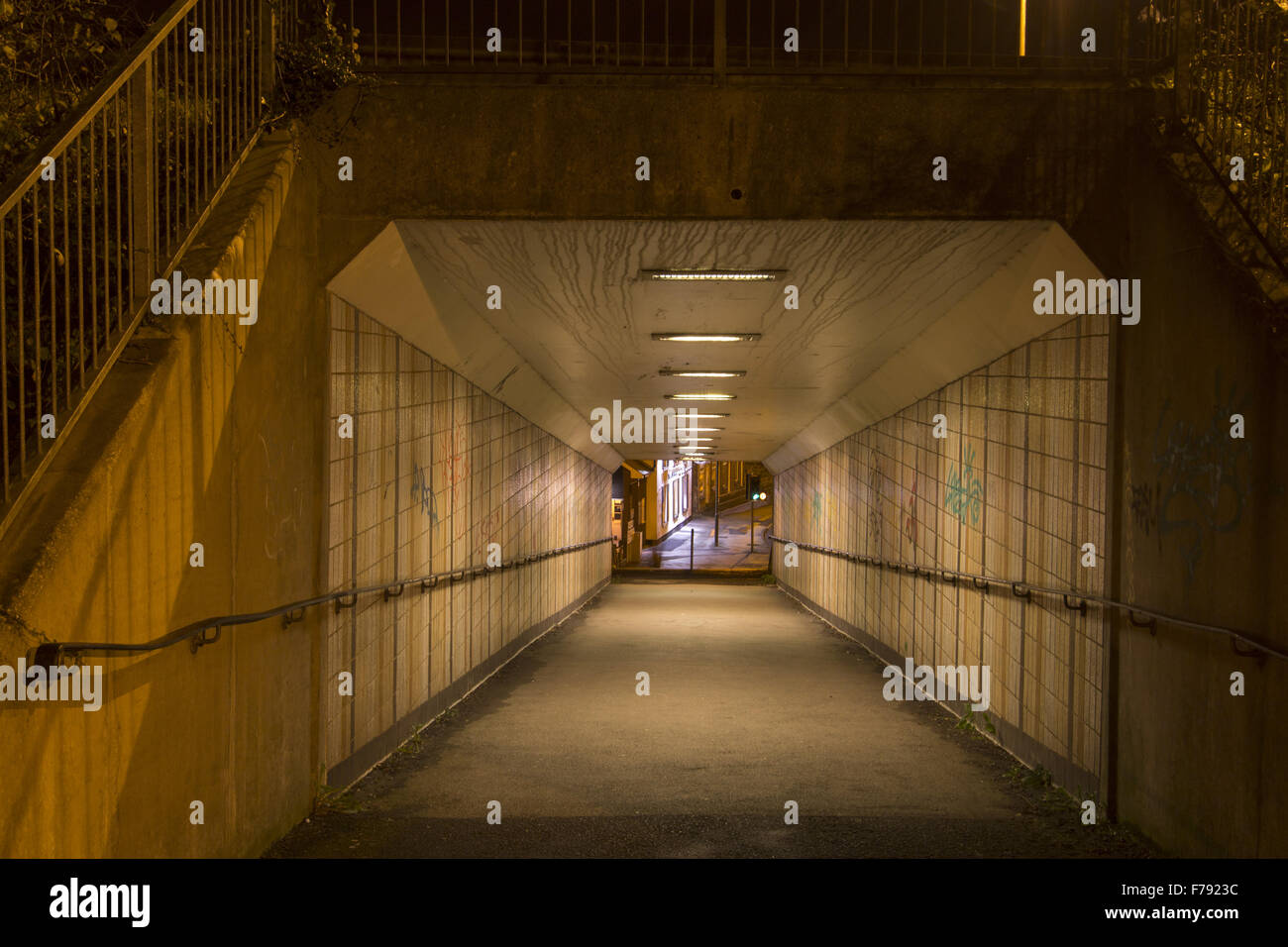 Subway, underpass, chesterfield at night, chesterfield Stock Photo - Alamy