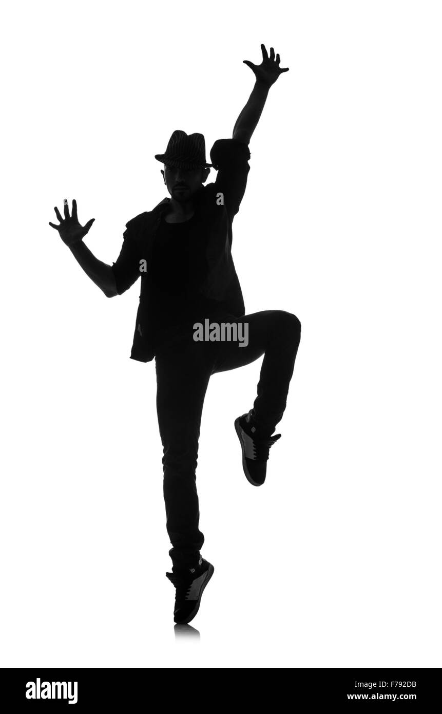 silhouette of male dancer isolated on white Stock Photo - Alamy