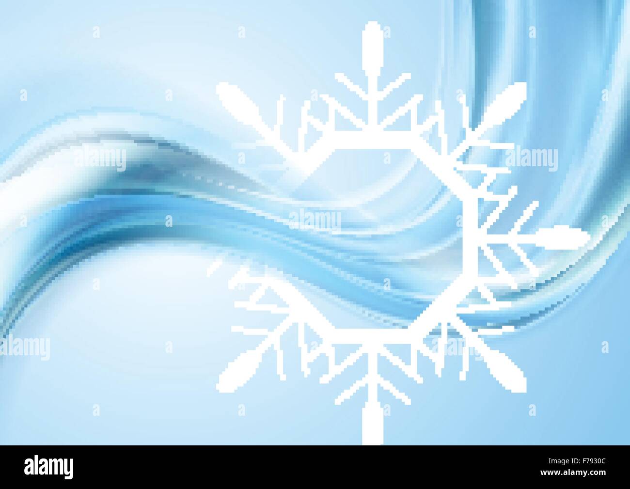 Bright waves Christmas background with big snowflake. Vector design ...