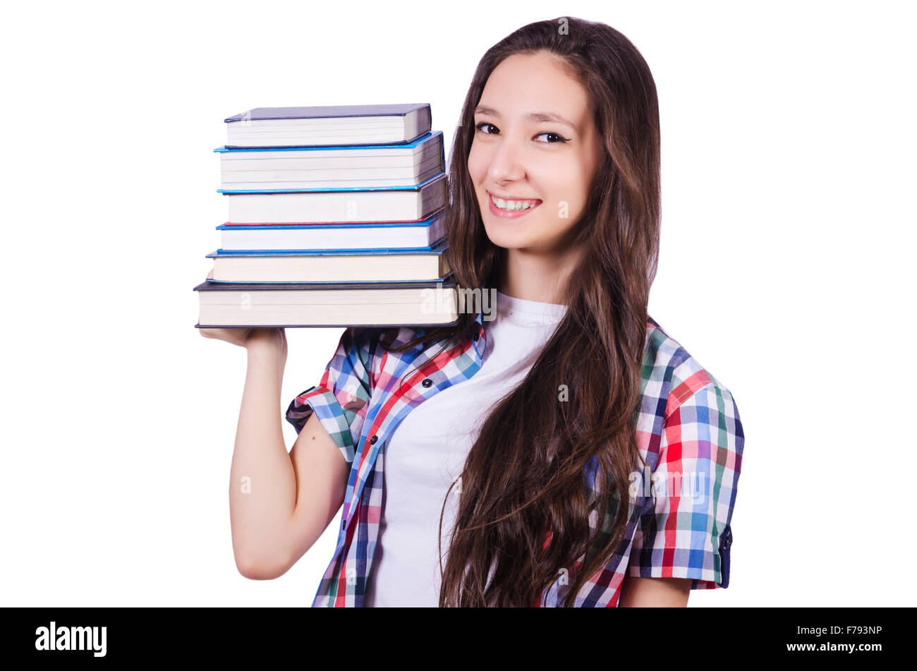 Student with books isolated on white Stock Photo - Alamy