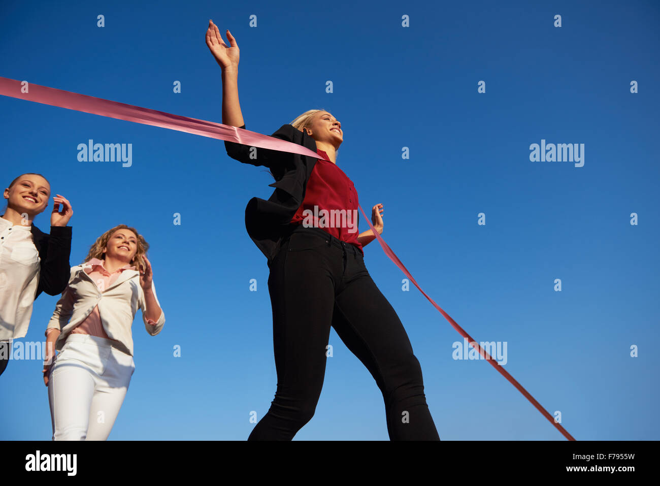 business people running together on racing track Stock Photo - Alamy
