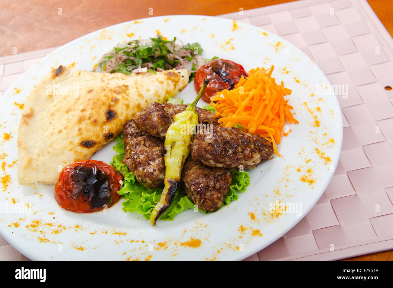 Meat cuisine - kebab served in plate Stock Photo - Alamy