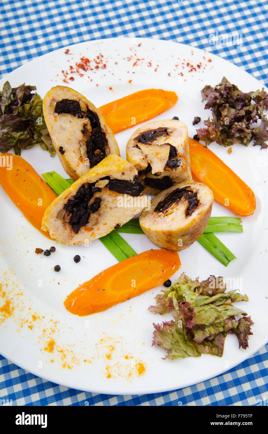 Meat and vegetable roll in plate Stock Photo - Alamy