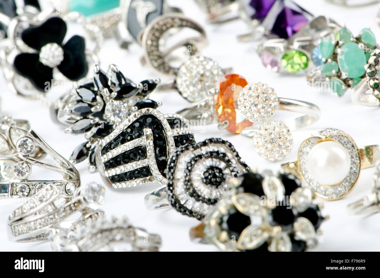 Selection of many precious rings Stock Photo - Alamy
