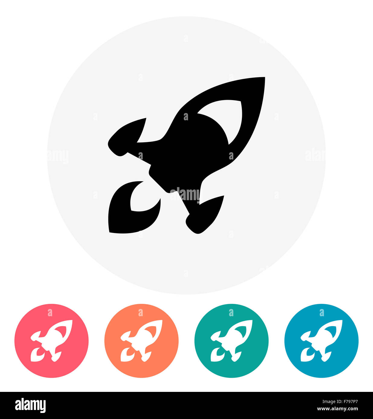 Rocket icon flat black hi-res stock photography and images - Alamy