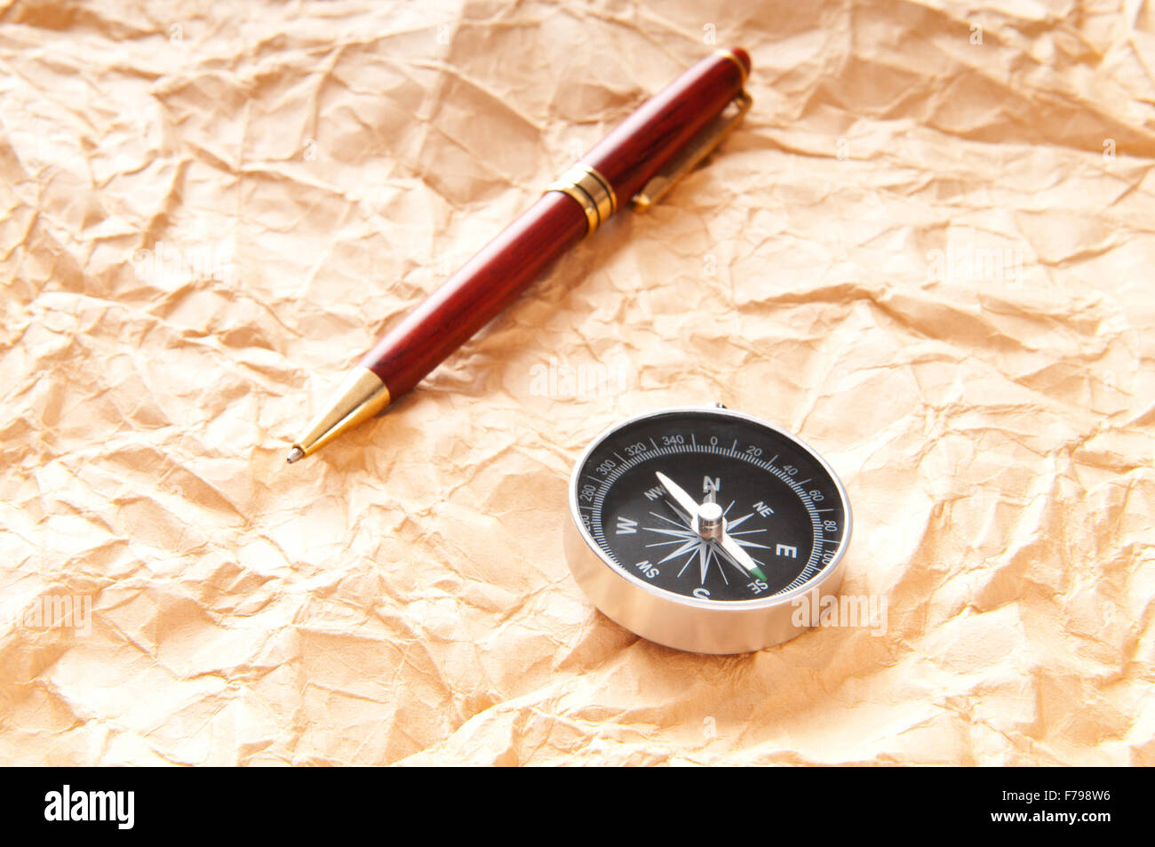 Vintage compass on the paper in adventure concept Stock Photo - Alamy