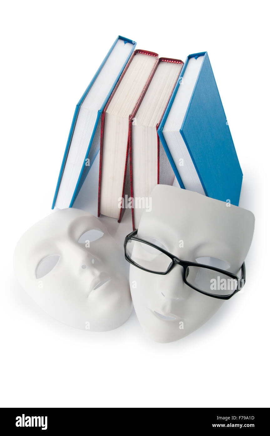 Reading concept with masks, books and glasses Stock Photo - Alamy