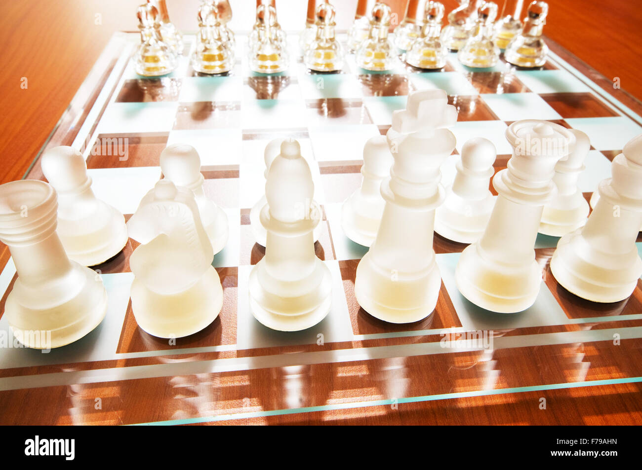 Set of chess figures on the playing board Stock Photo - Alamy