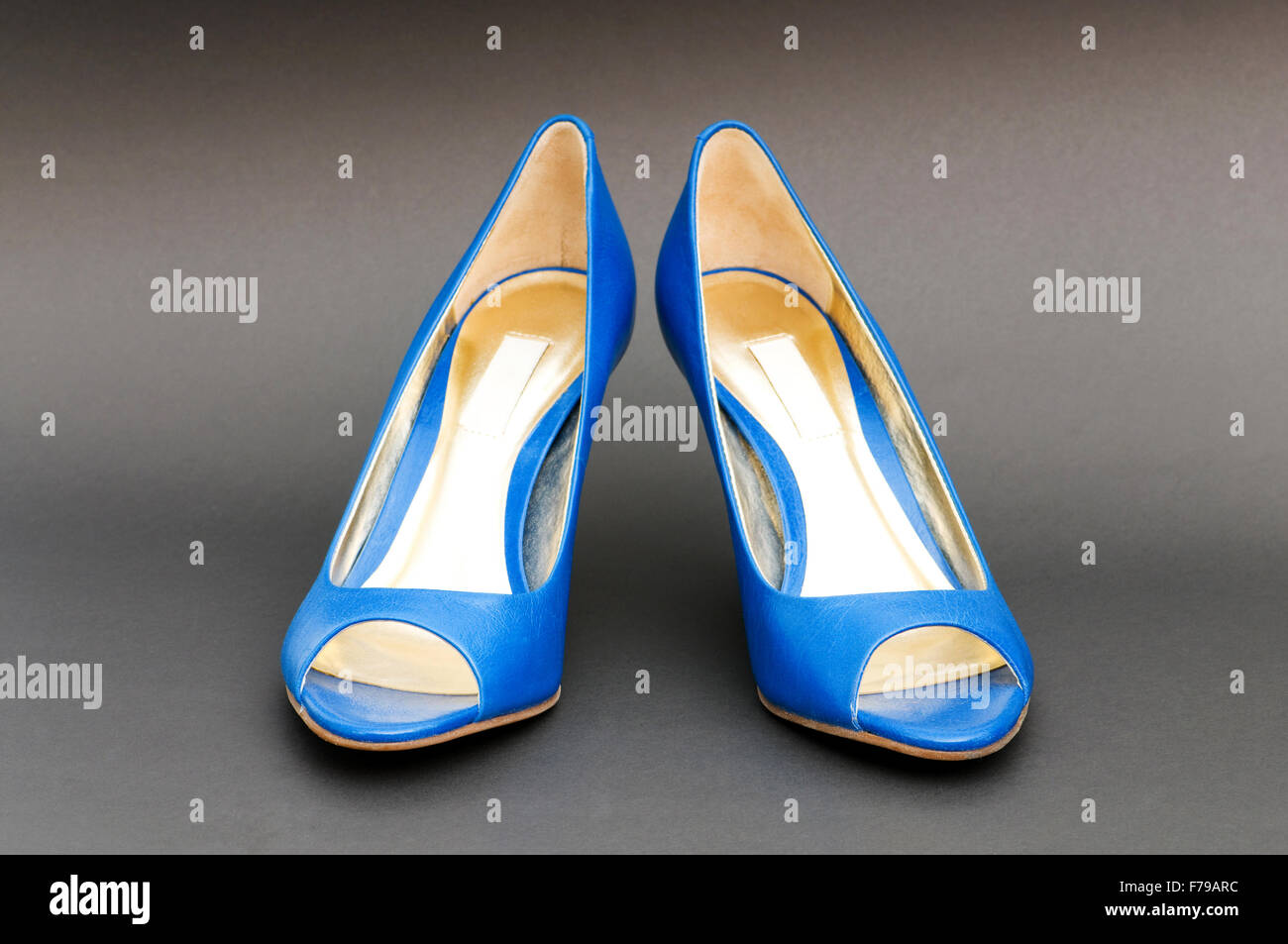 Fashion concept with blue woman shoes on high heels Stock Photo - Alamy