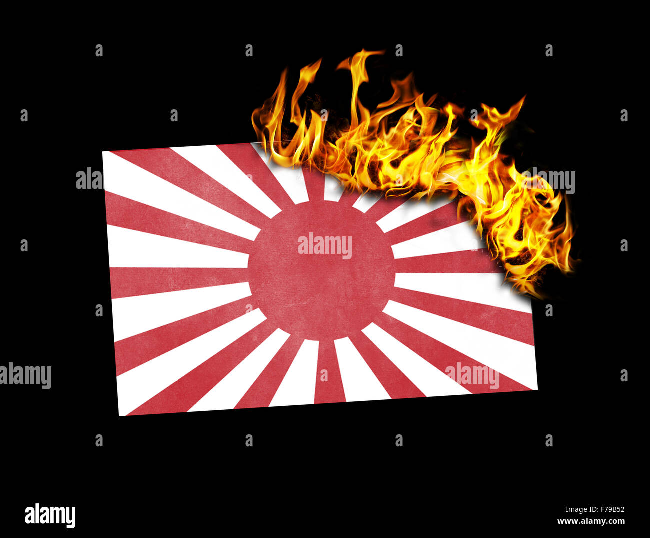 Flag burning - concept of war or crisis - Japan Stock Photo - Alamy