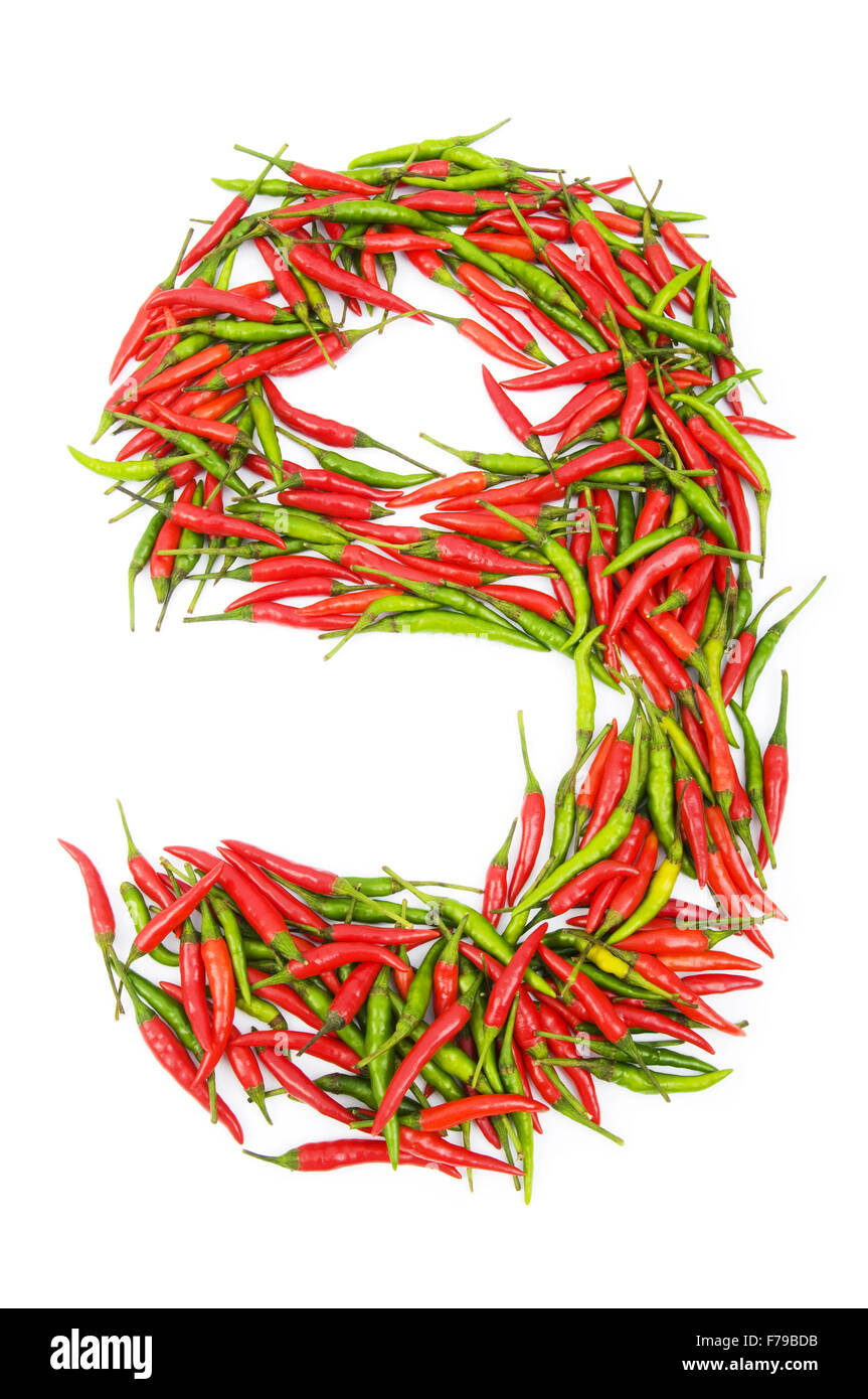 Numbers with green and red peppers - number Stock Photo - Alamy