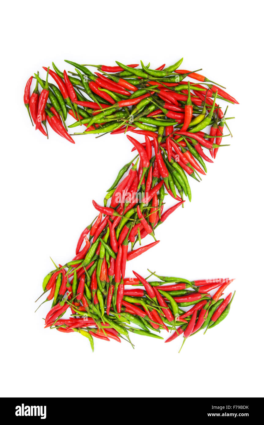 Alphabet with green and red peppers - letter Stock Photo - Alamy