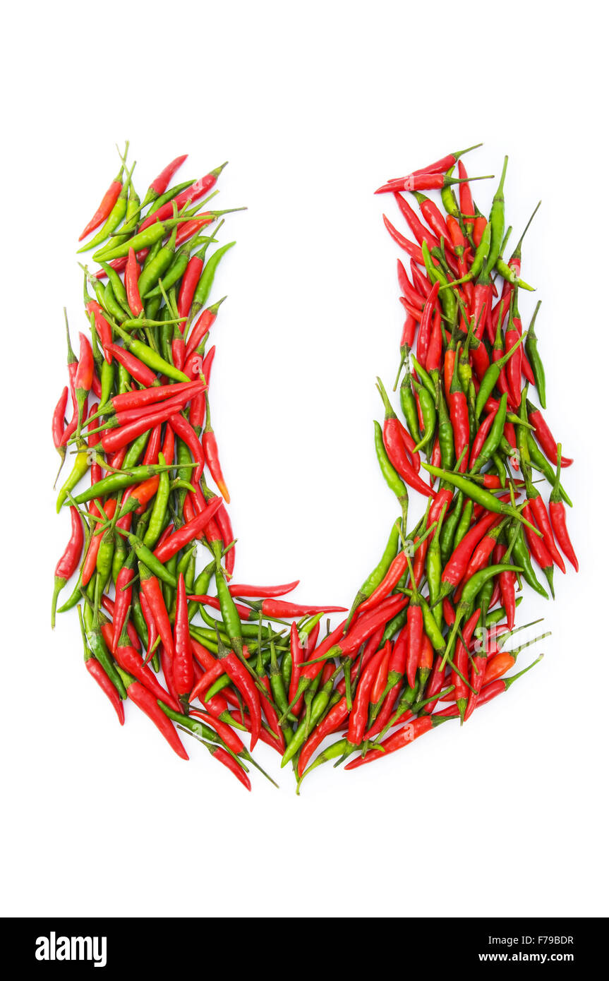 Alphabet with green and red peppers - letter Stock Photo - Alamy