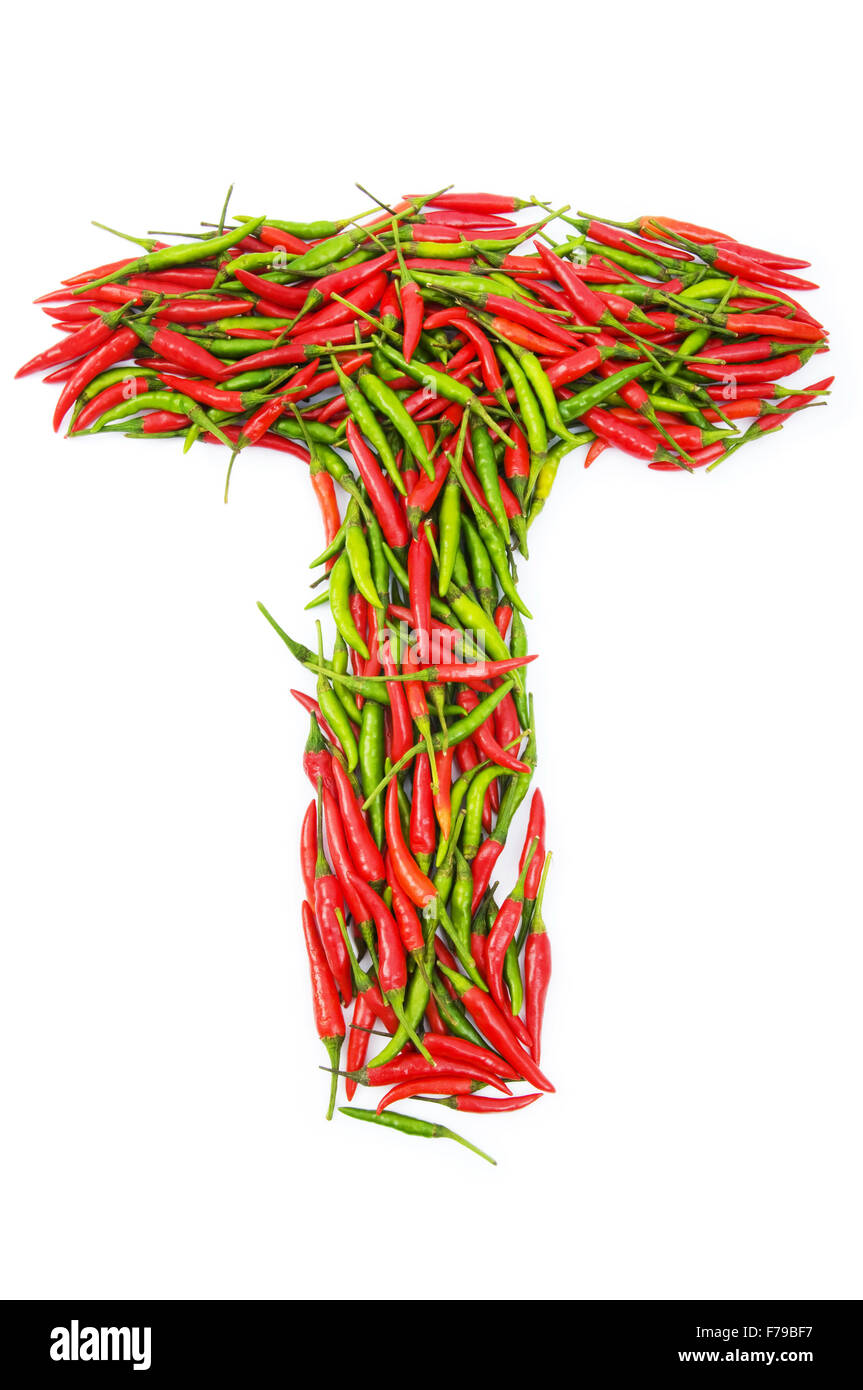 Alphabet with green and red peppers - letter Stock Photo - Alamy