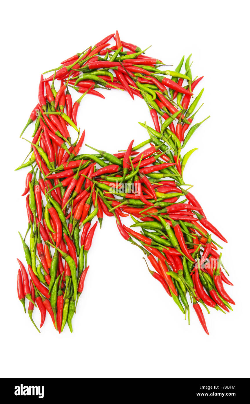 Alphabet with green and red peppers - letter Stock Photo - Alamy