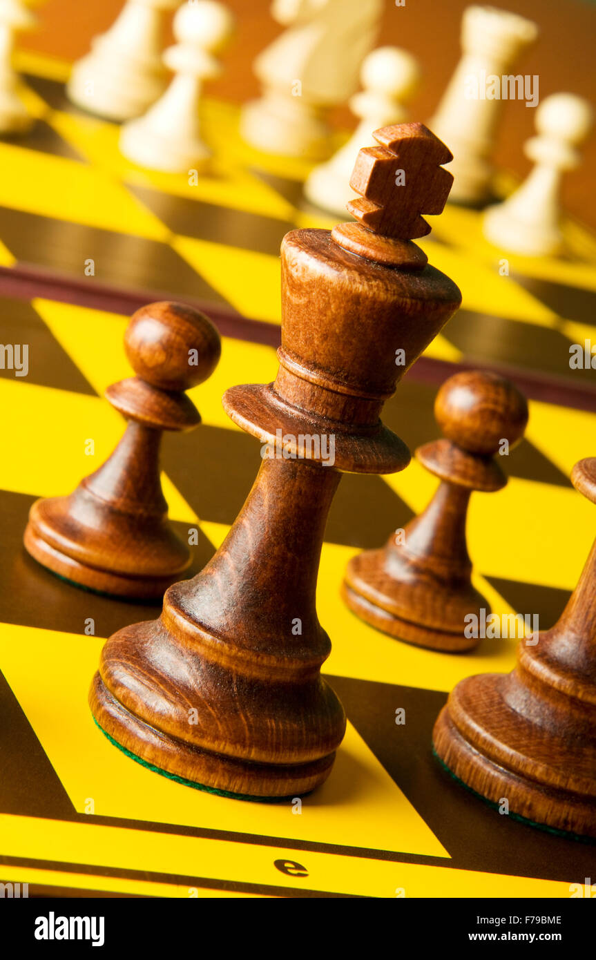 Set of chess figures on the playing board Stock Photo - Alamy